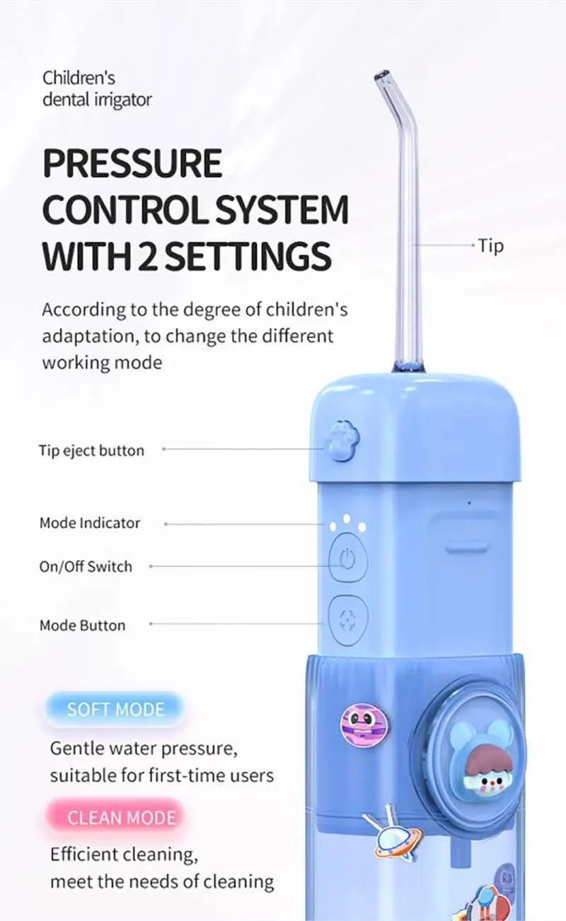 Cute Cartoon Water Flosser for Kids - Rechargeable & Portable, Ideal ...