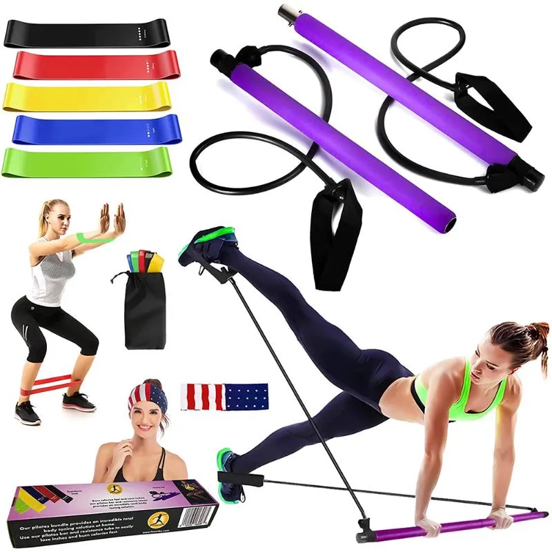 Resistance Bands Set for Home Workout - Yoga, Pilates, CrossFit, Pull ...