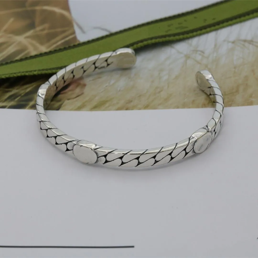 Striped Letter Bracelet, Simple Unisex Universal Silver Plated Retro ...