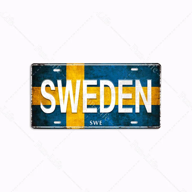 Retro every country flag Metal Painting - 30X15CM - License Plate Wall ...