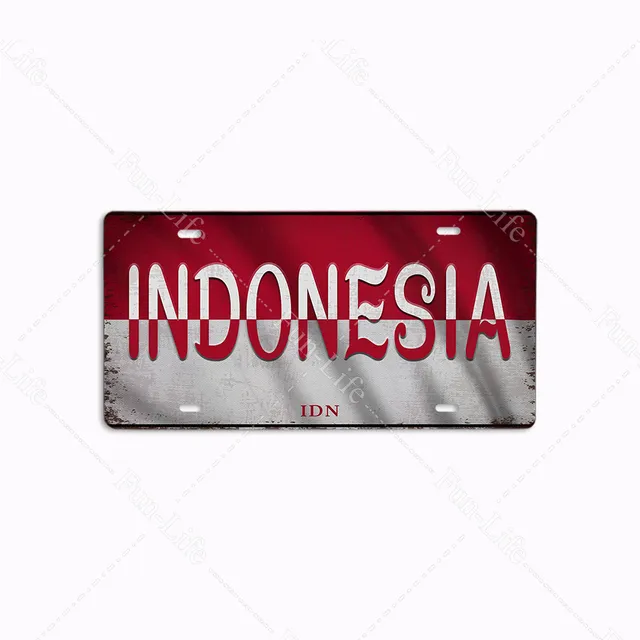 Retro every country flag Metal Painting - 30X15CM - License Plate Wall ...