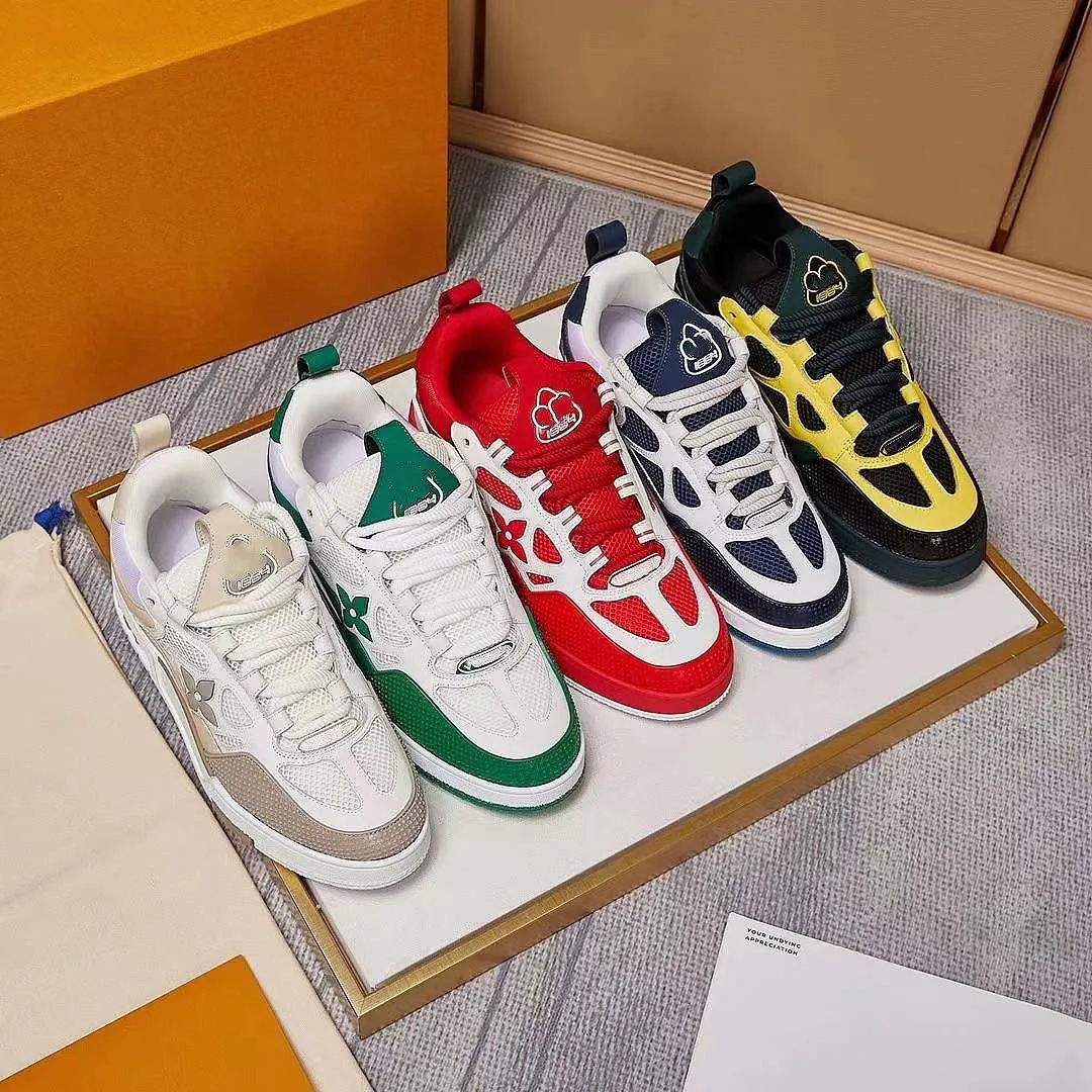 Designer Mens Luxury Sneakers Embossed Leather Curb Velcro Shoes With ...