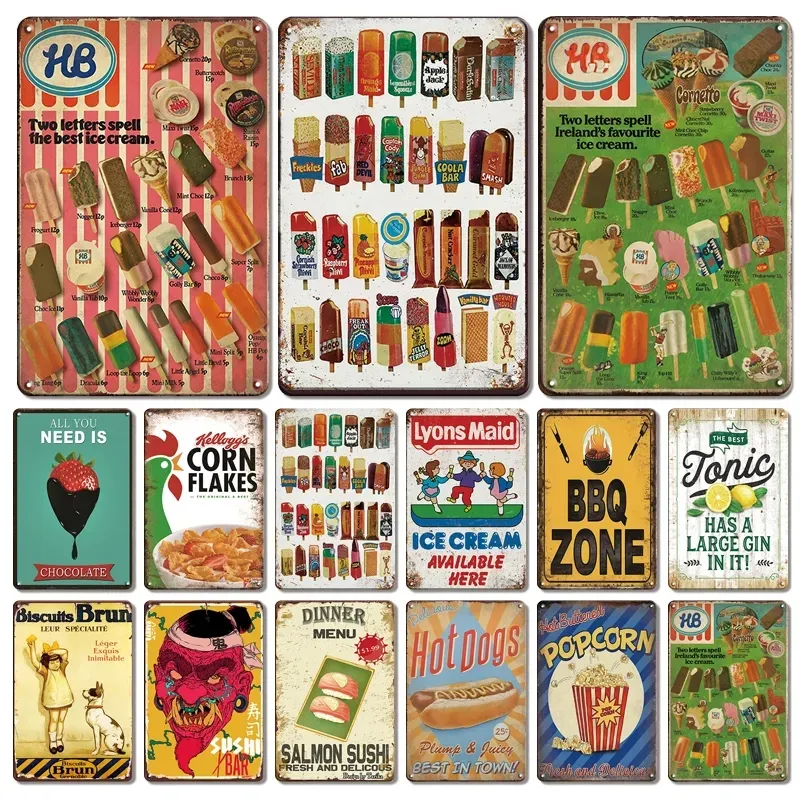 Retro Tin Signs: Vintage Restaurant Decor Metal Poster - Kitchen, BBQ ...