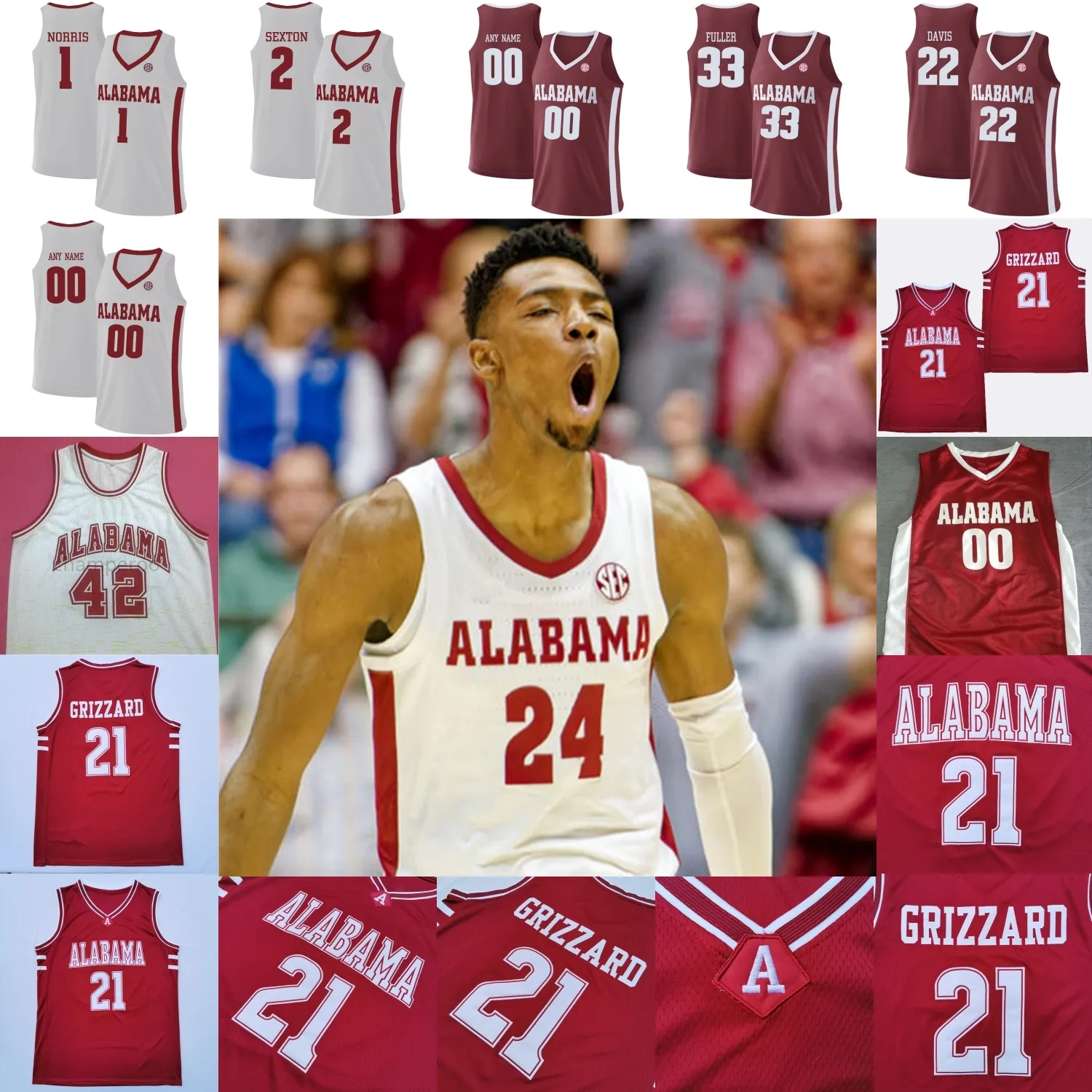 Alabama Basketball Jersey NCAA College Crimson Tide Player Edition ...