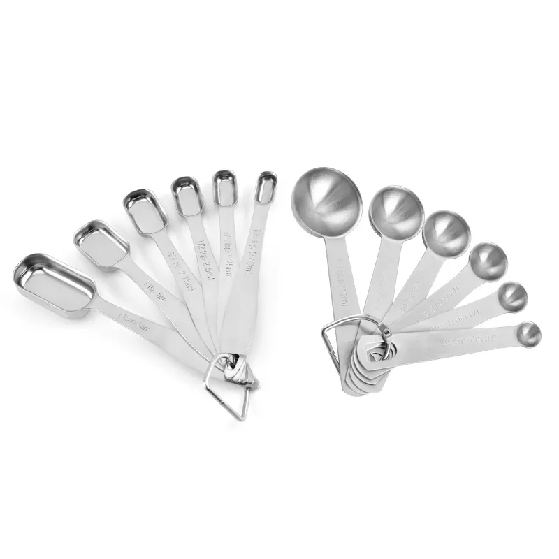 6-Piece Stainless Steel Square Measuring Spoon Set - Precise Kitchen ...