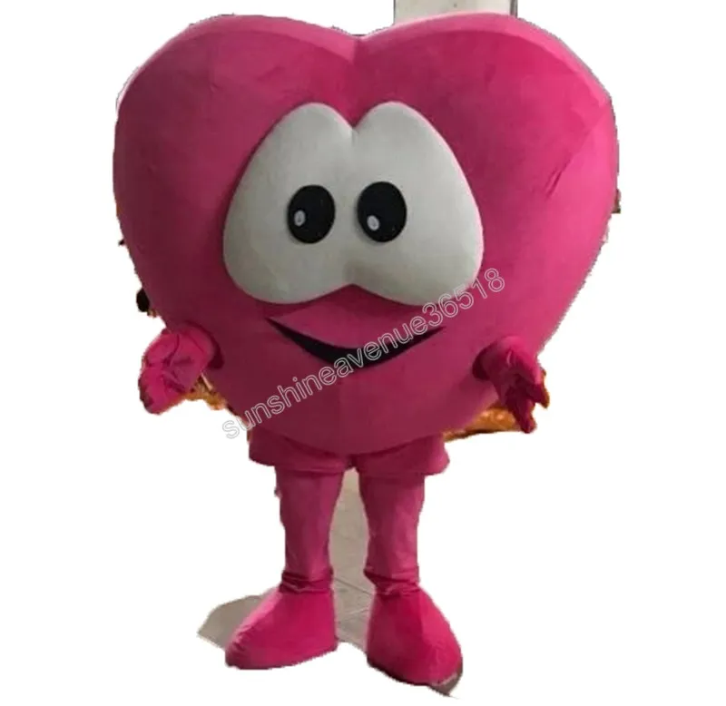 Pink Heart Heart Mascot Costume For Weddings, Parties, And Outdoor ...