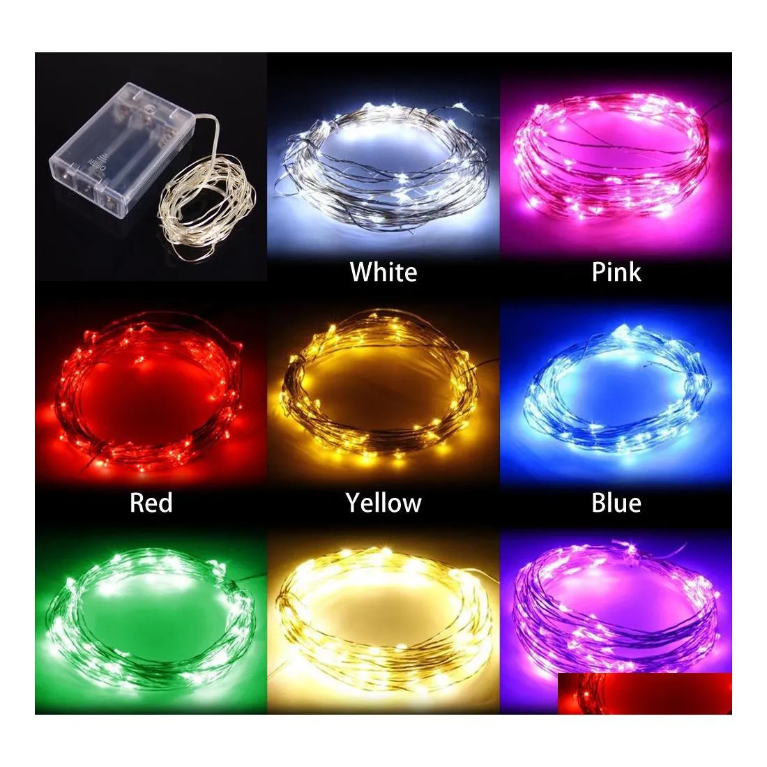 50Leds 5M Battery Operated Copper Silver Wire Fairy Lights Python ...