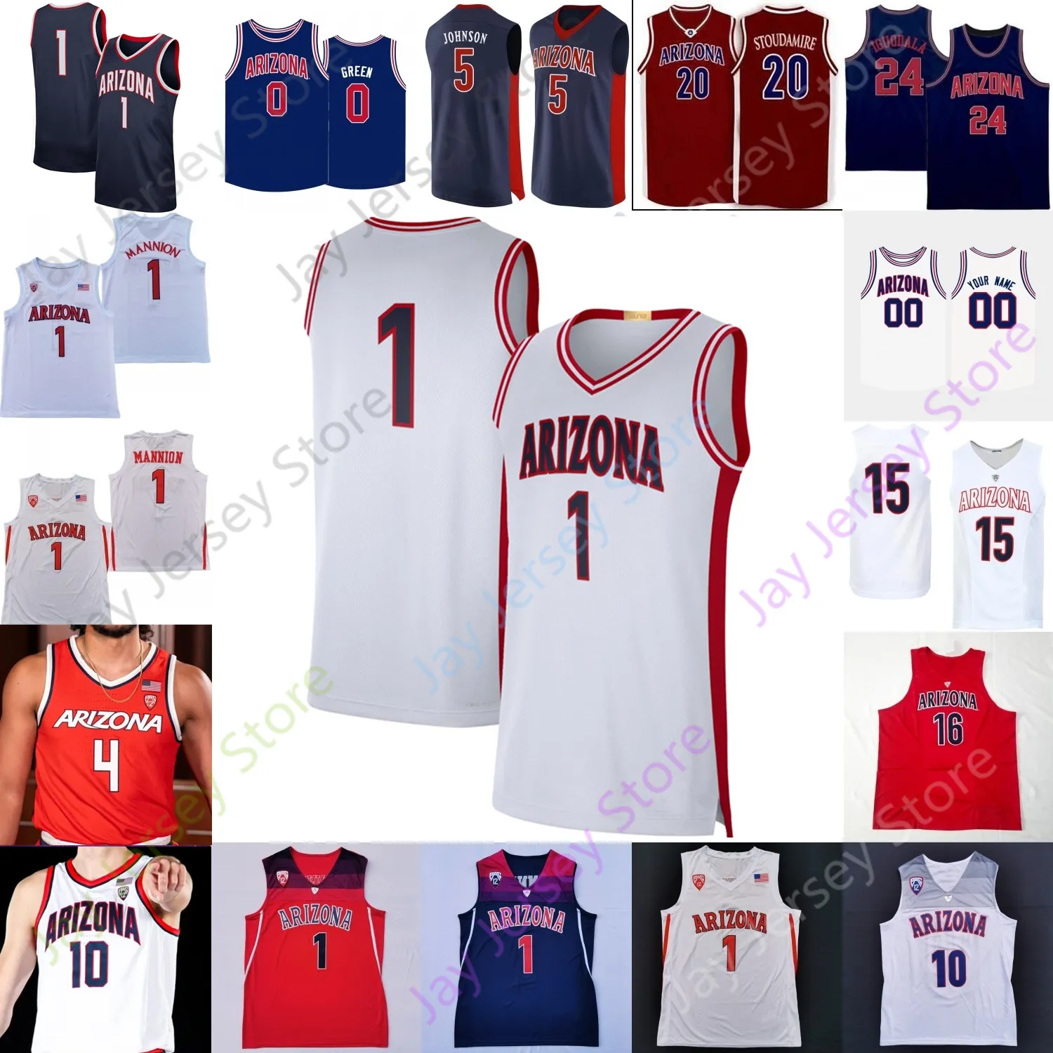 Arizona Wildcats Basketball Jersey Men's NCAA Oumar Ballo Kerr Kriisa ...