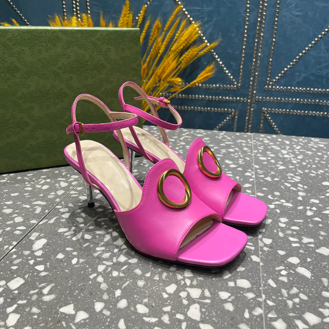 European Style Cone Heel Stylish High Heel Sandals With Round Buckle ...
