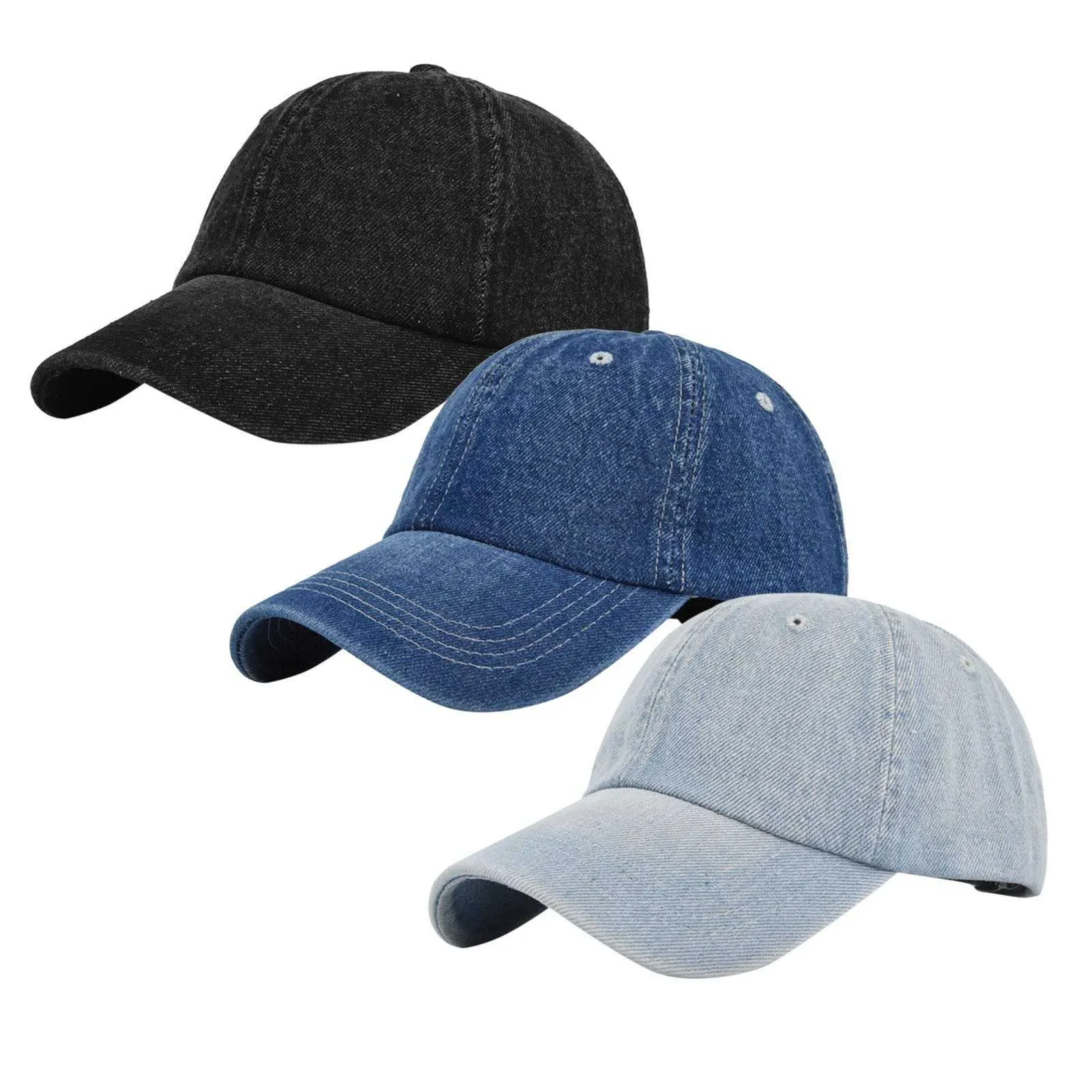 Ball Caps Mens And Womens Denim Retro Washed And Old Destroyed Peaked ...