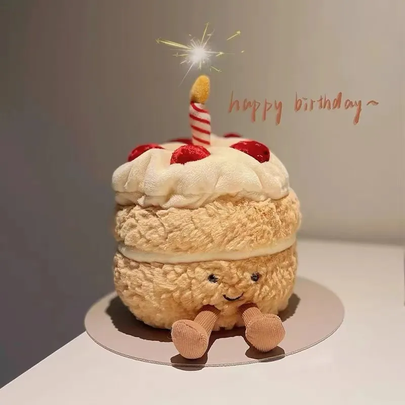 Adorable Soft Toys Birthday Cake With Candles Cupcake Shape Plushie ...