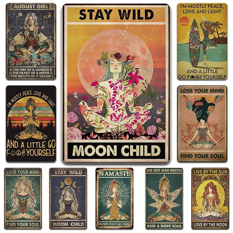 Yoga Tin Art Painting Sign Vintage Signs Zen Tin Posters Metal Signs ...