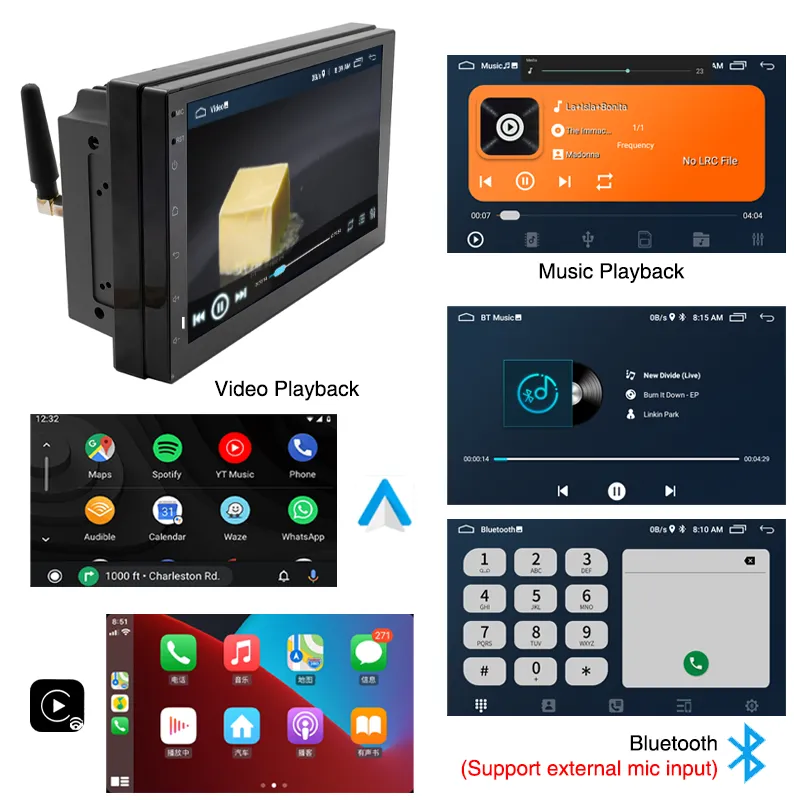 Car Radio 2 Din Android Carplay AndroidAuto Bluetooth Handsfree AM FM ...