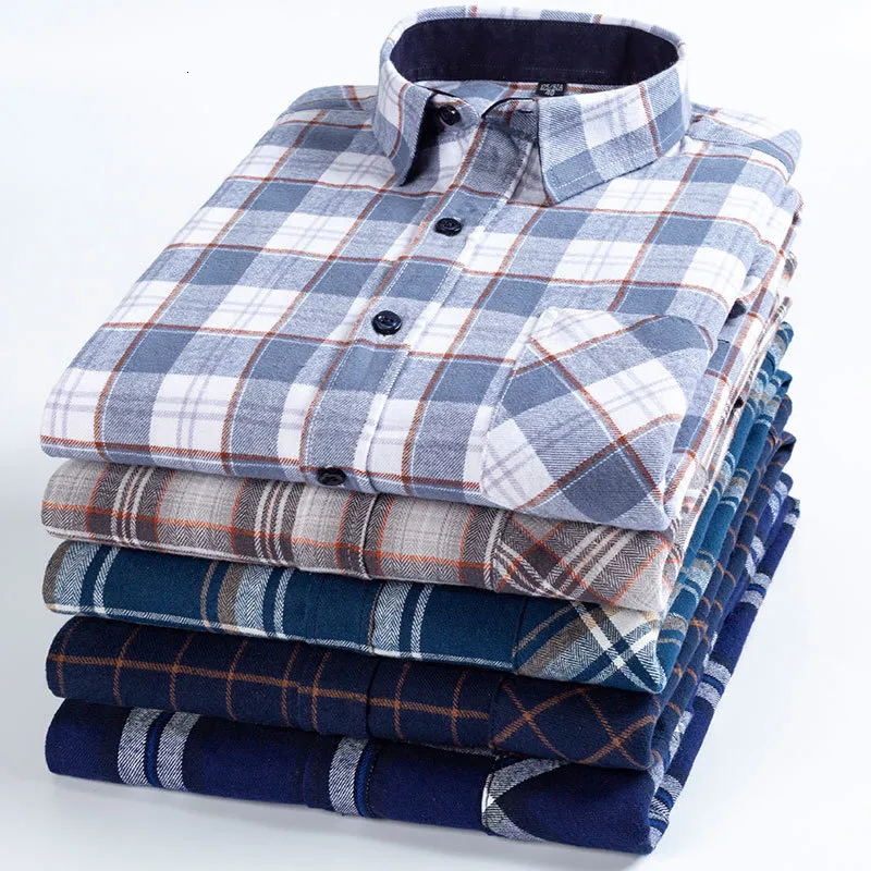 Mens Plaid Checkered Casual Shirt 100% Cotton, Thick Brushed Mens Plaid Checkered Casual Shirt 100% Cotton, Thick Brushed