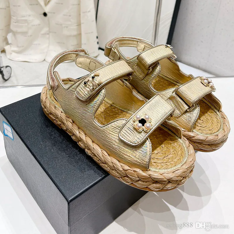 Bulk Womens Cowhide Beach Sandals Straw Woven Hemp Rope Sole Platform ...