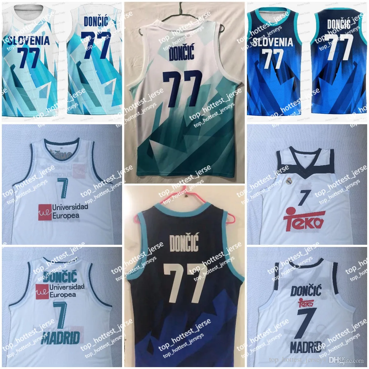 Luka Doncic #77 Slovenia Basketball Jersey - Men's White & Blue ...