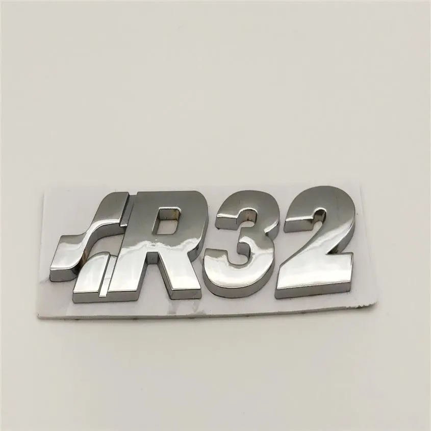Chrome 3D Metal R32 Emblem Badge Vinyl Number Stickers For Car Rear ...