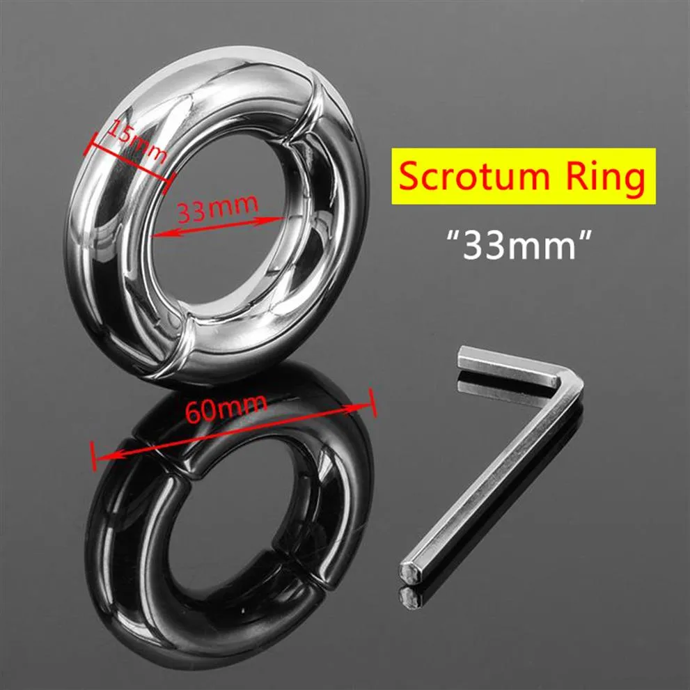 New Stainless Steel Scrotum Ring Metal Locking Cock Ring Ball
