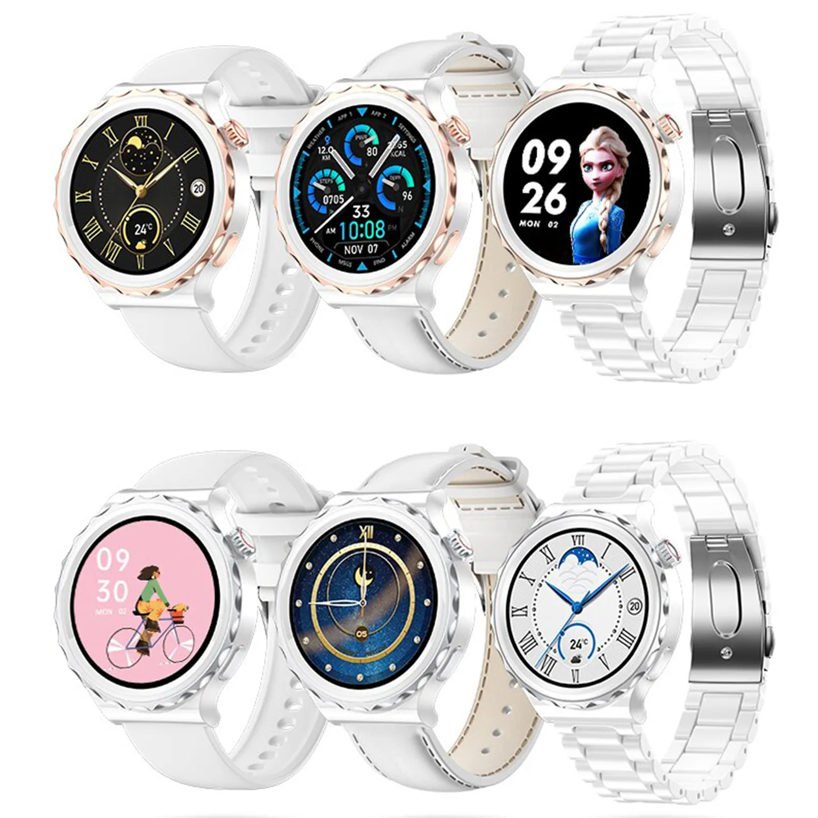 Luxury D3 Pro Round Shape Smartwatch For Women Round Bracelet With ...