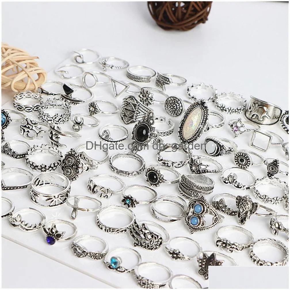 DHgate.com:50Pcs Bohemia Antique Gold Silver Color Metal Mixed Finger ...