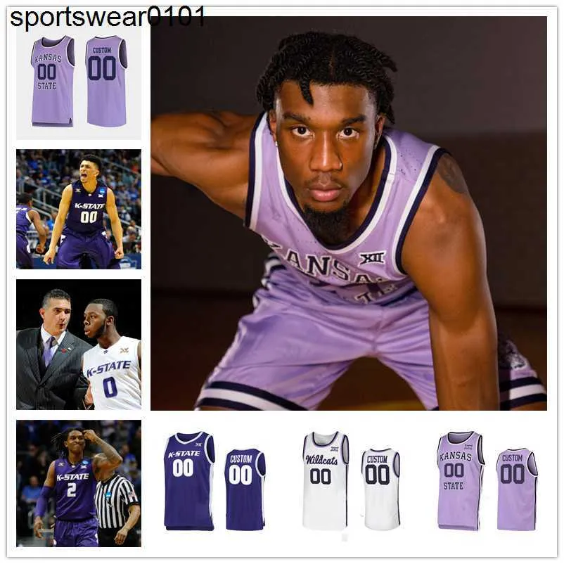 Custom Kansas State Wildcats Basketball Jersey - 13 Mark Smith, 23 ...