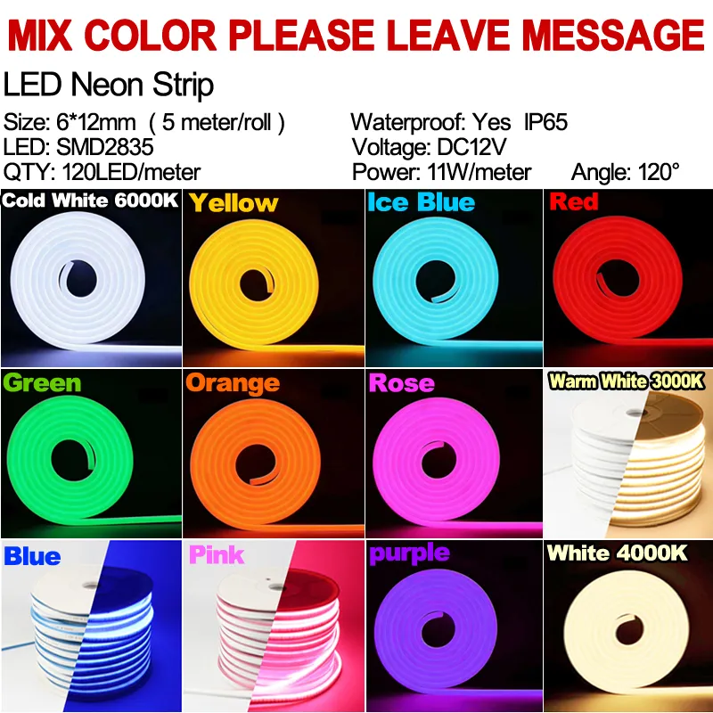 12V Multicolor LED Neon Flex Rope Lights For Outdoor Party Decor ...