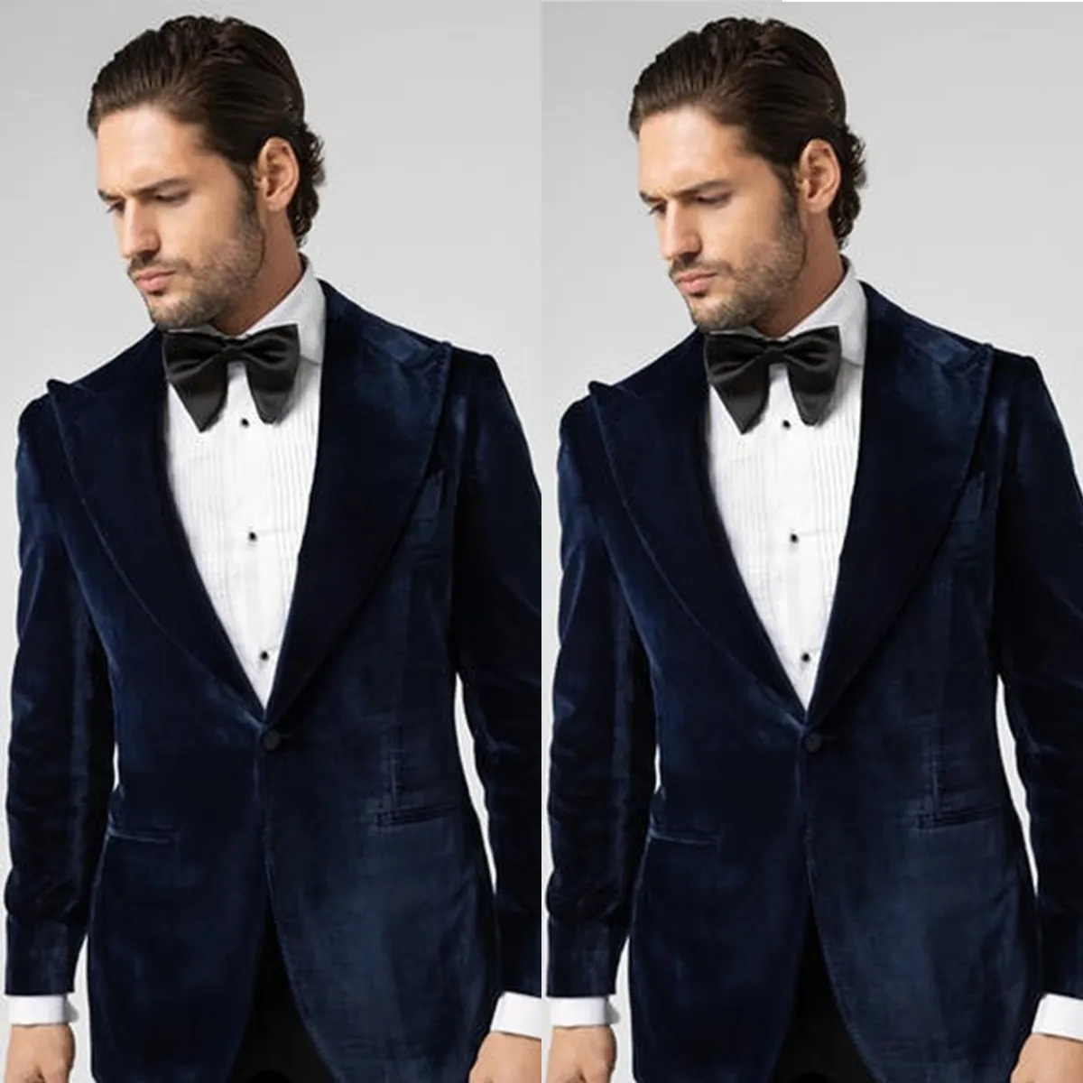 One Piece Wedding Tuxedos Men Velvet Peaked Lapel Suit Jacket One ...