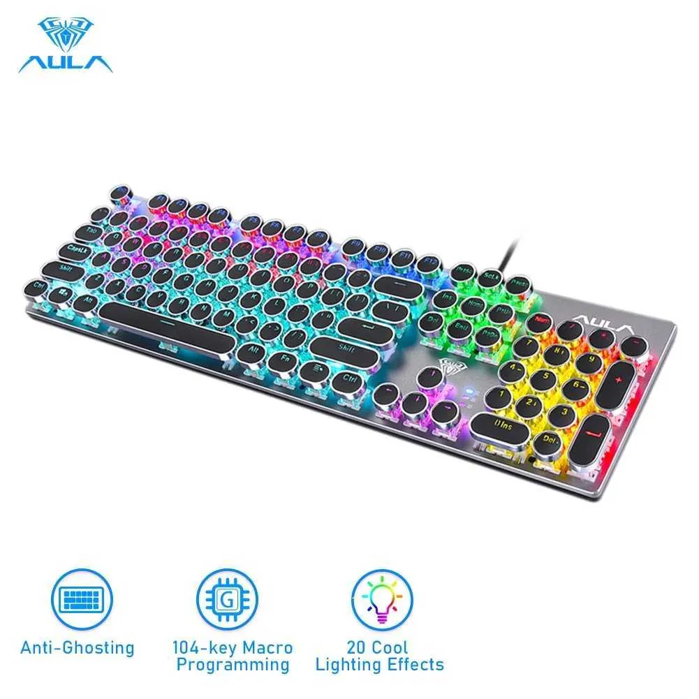 AULA F2068 Punk Edition Mechanical Gaming Keyboard 104 Keys Anti ...