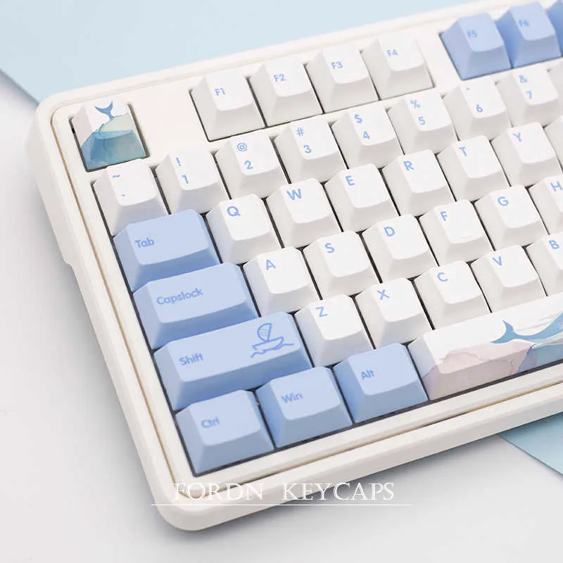 Keyboards 129 Key PBT Ocean Wave Cherry Profile Keycaps Dye Sublimation ...