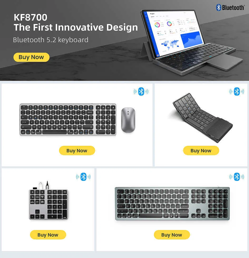 Keyboards AVATTO Aluminum Case Portable Folding Bluetooth Keyboard ...