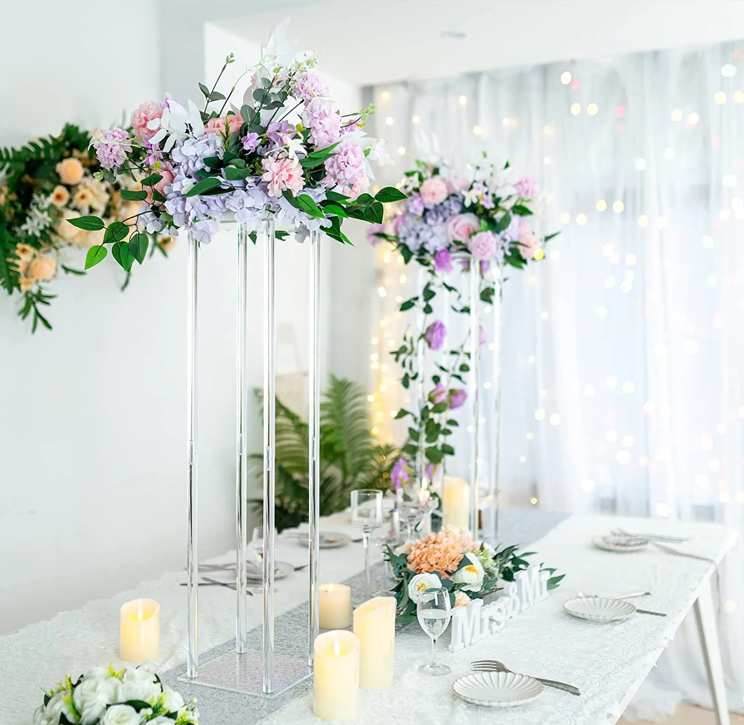 Flowers Centerpieces For Tables, Clear Acrylic Rectangular Vase Stand ...