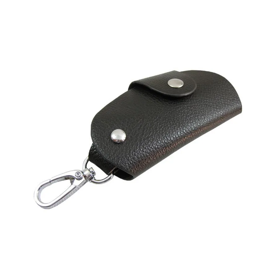 Genuine Cow Leather Zippered Leather Key Cases With Card Holder And