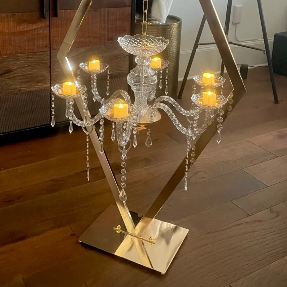 Wedding Decoration Pillar Stand 60 cm Tall Silver Clear Metal Acrylic ...