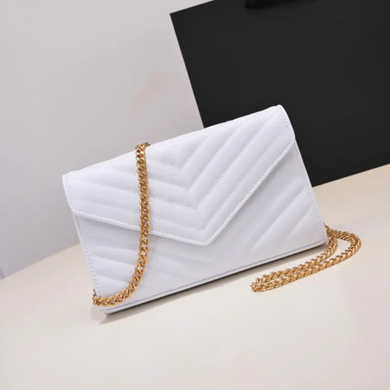 High Grade Genuine Leather Womens Gold Chain Shoulder Bag With Chain ...