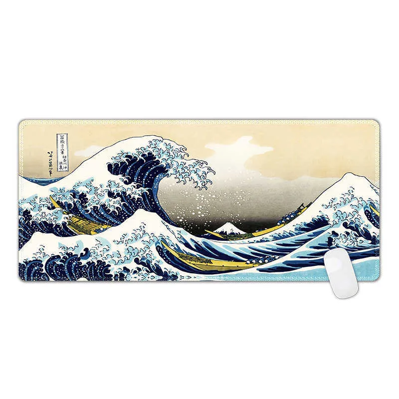 2024Japanese Wave Gaming Mouse Pad with Wrist Rest - Large XL Desk Mat ...