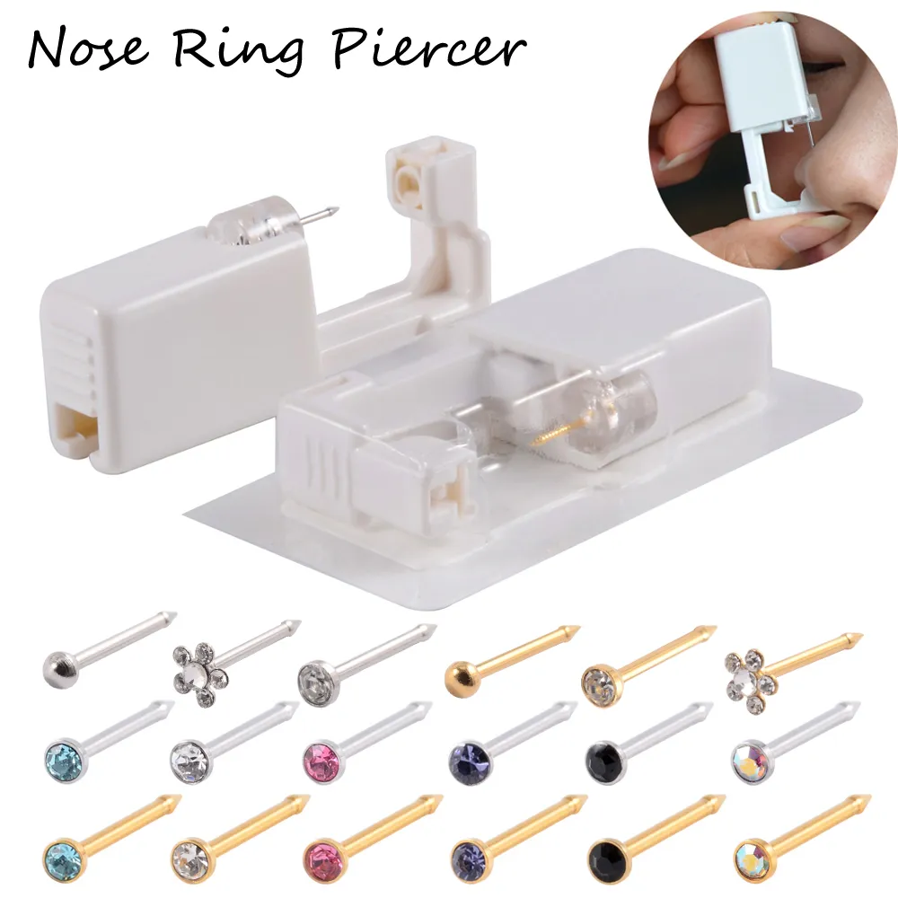 Disposable Piercing Gun Kit: Safe Sterile Ear And Nose Piercing Studs ...