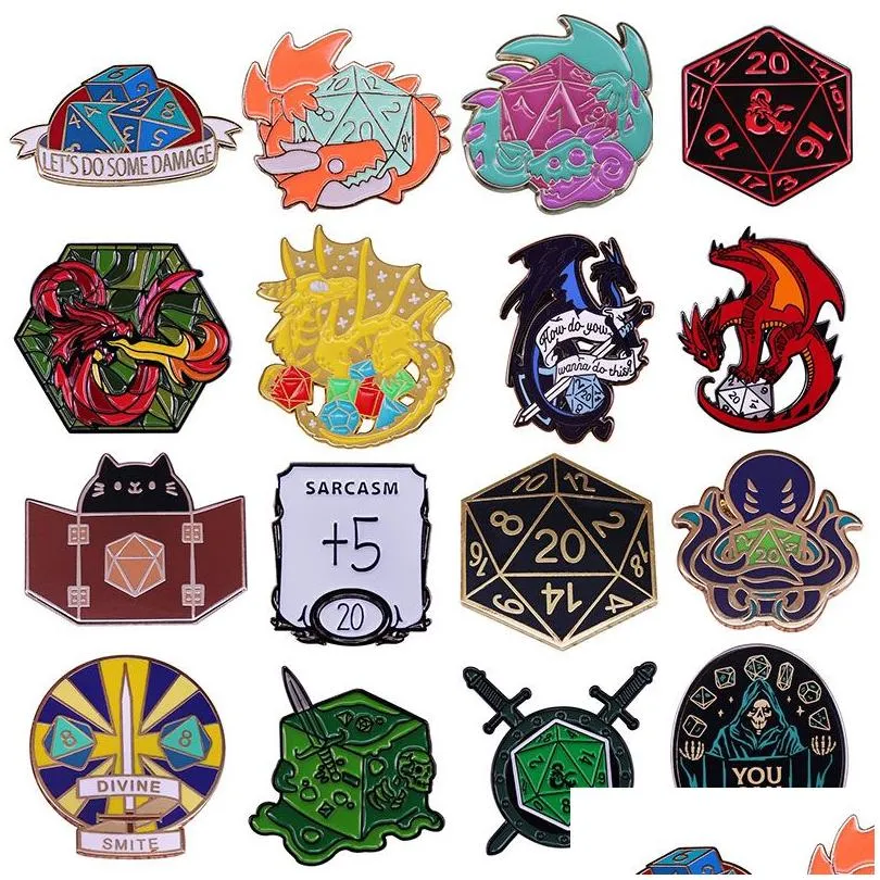 Enamel Pin D20 Dungeons And Dragons RPG Metal Brooch Badge Fashion ...