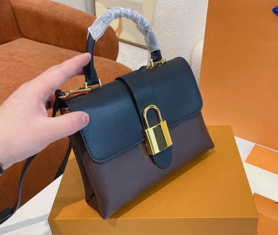 LOCKY BB Tote Bag Genuine Leather CrossBody Metal Lock Women's Classic ...