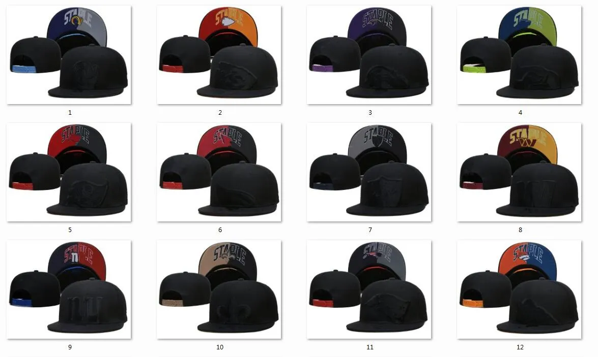 Football Snapback Hats - Black Caps for 29 Teams, Adjustable & Mix ...