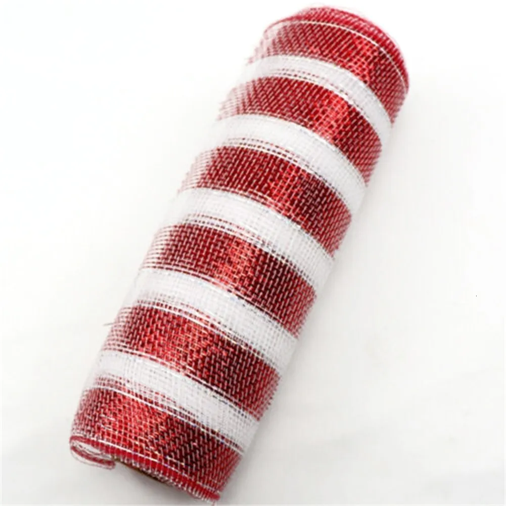 Banner Flags Red White Candy Cane Decor Mesh Roll 26cmx10yard Christmas ...