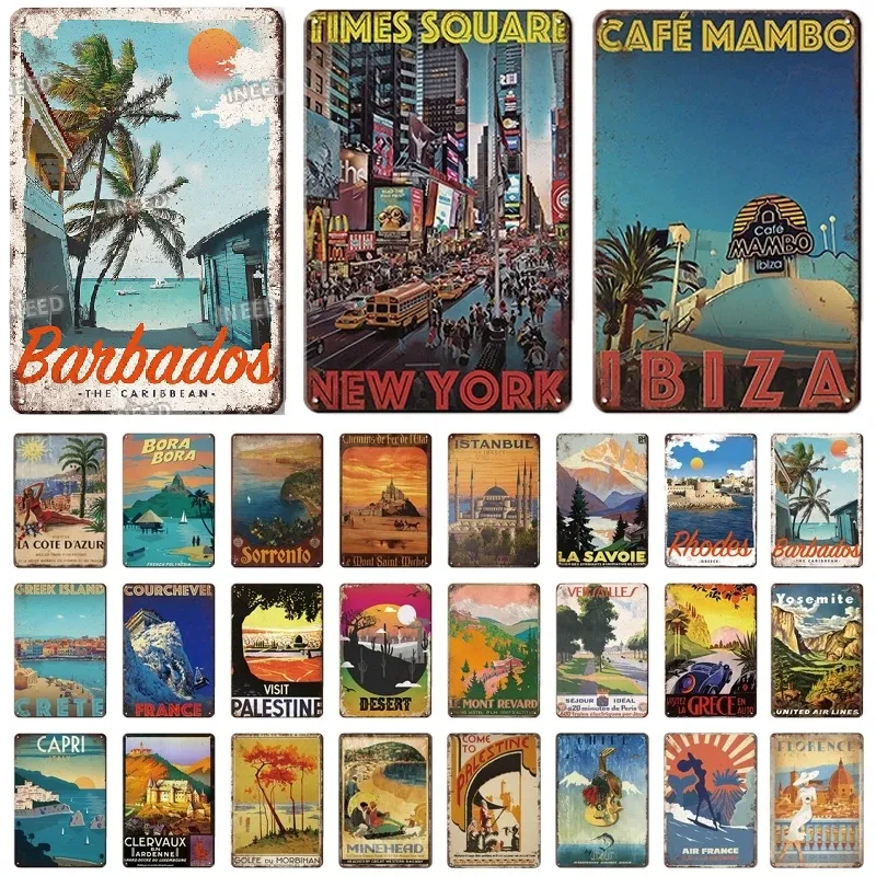 Vintage Tin Metal Plaque Famous City Landscape Tin Sign From Italy ...