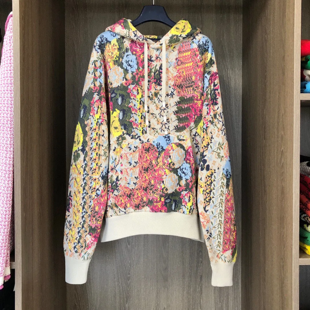 DHgate.com:Unisex Floral Print Hooded Fleece Sweatshirt - Casual Long ...