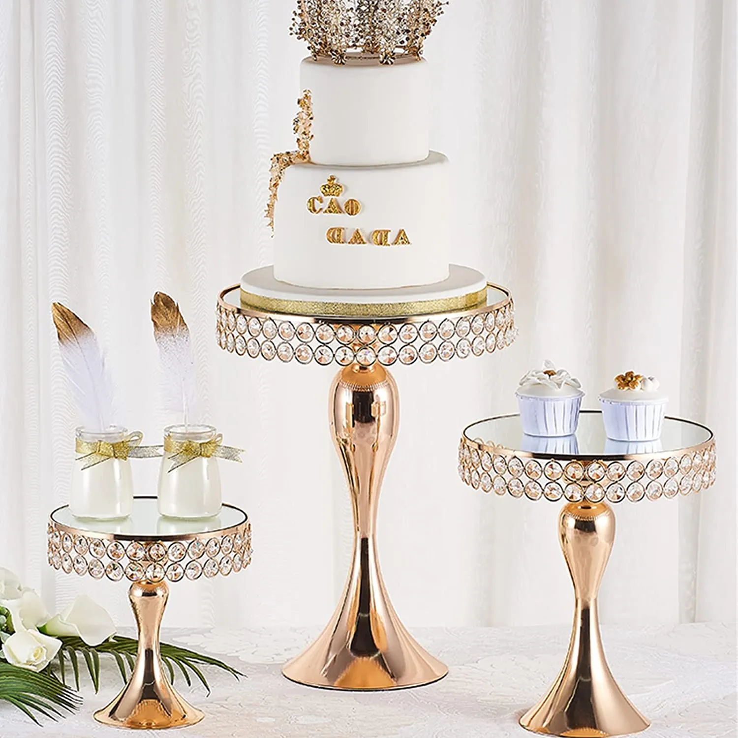 Other Event Party Supplies Gold Cake Stands Dessert Table Stands Gold ...