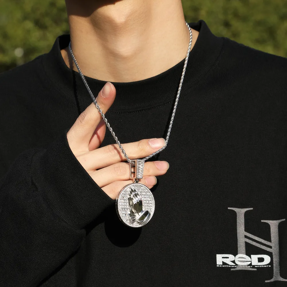Iced Out Praying Hands Necklace - Hip Hop Bling Pendant, Full Zircon ...