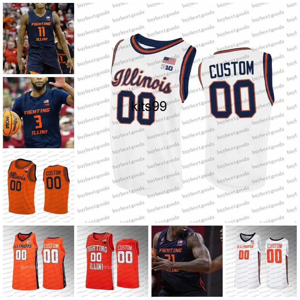 Custom Illinois Fighting Illini Basketball Jersey Terrence Shannon Jr ...