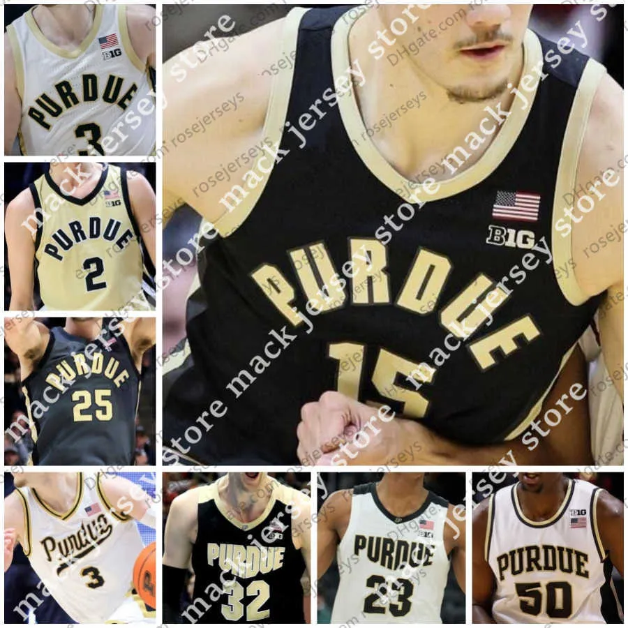 Custom NCAA Purdue Boilermakers Basketball Jersey - 15 Zach Edey 3 ...