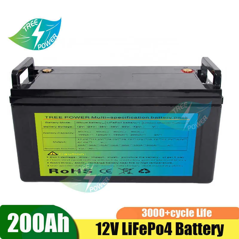 12V 200ah Lifepo4 Battery Pack 150A Rechargeable Battery Lithium Iron ...