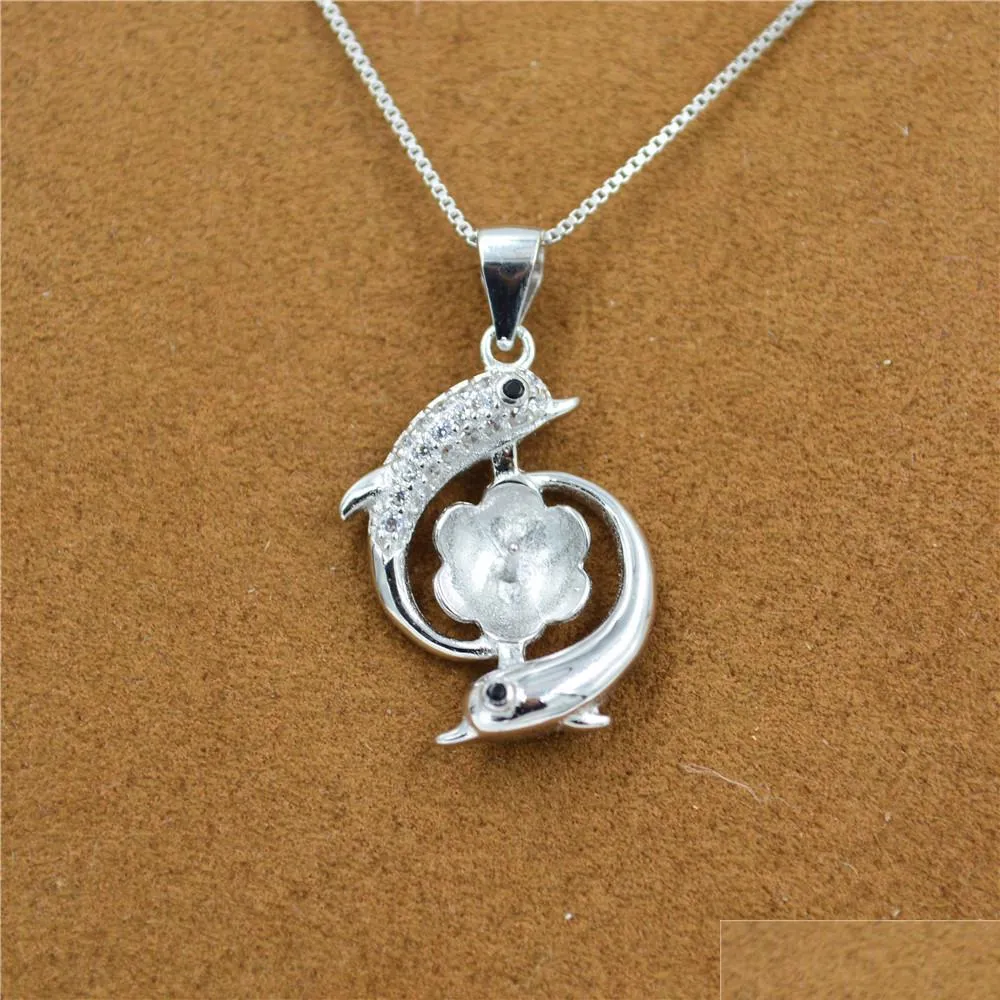DHgate.com:Sterling Silver Dolphin Pearl Pendant Setting with Micro ...
