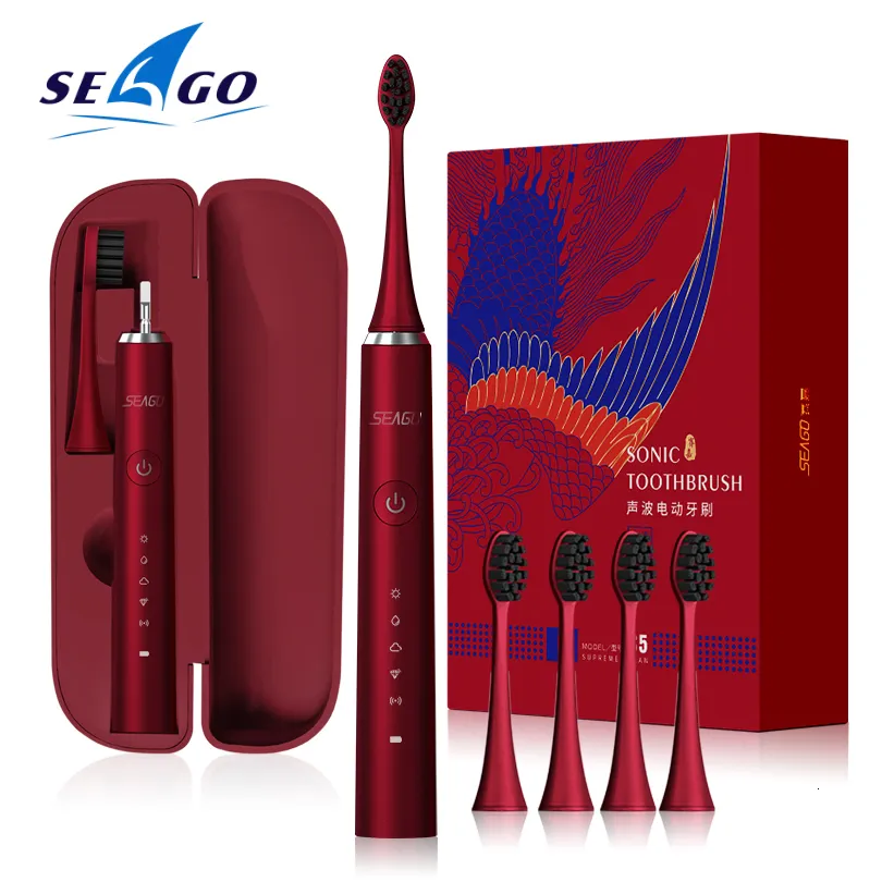 Rechargeable Electric Toothbrush: SEAGO Sonic Toothbrush For Adults With Travel Case, 5 Modes ...
