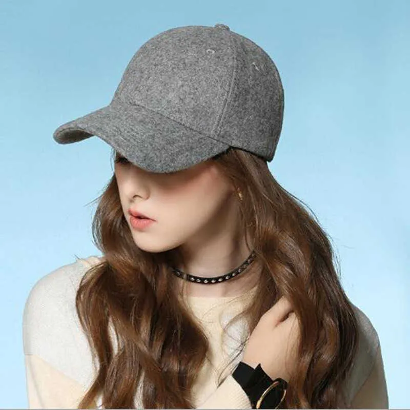 Wool Felt Baseball Cap Unisex Adjustable Snapback Hat Tall Top Casual ...